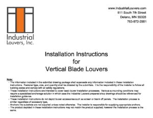 Installation Instruction Louver Vertical Blade - Industrial Louvers ...
